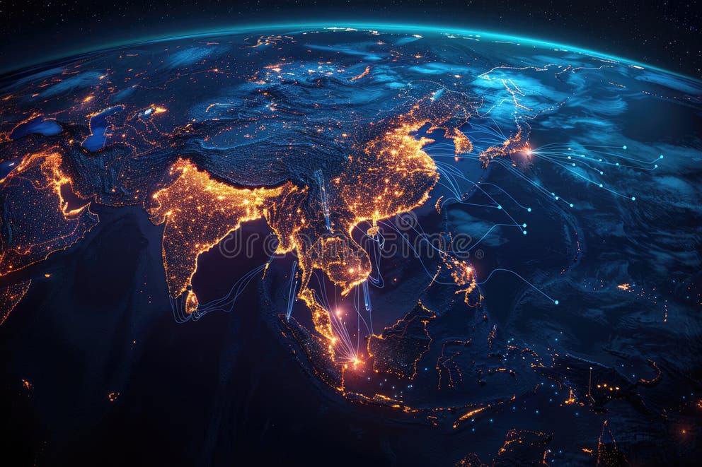 World map, lights up stock illustration. Illustration of international ...