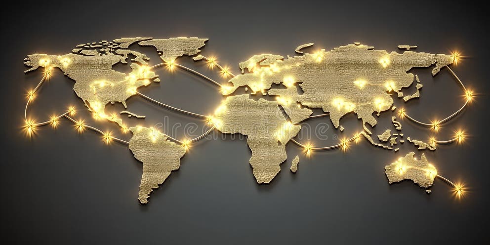 World map with lights stock illustration. Illustration of lights ...