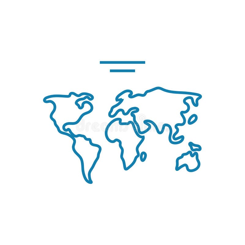 World Map Linear Icon Concept. World Map Line Vector Sign, Symbol ...
