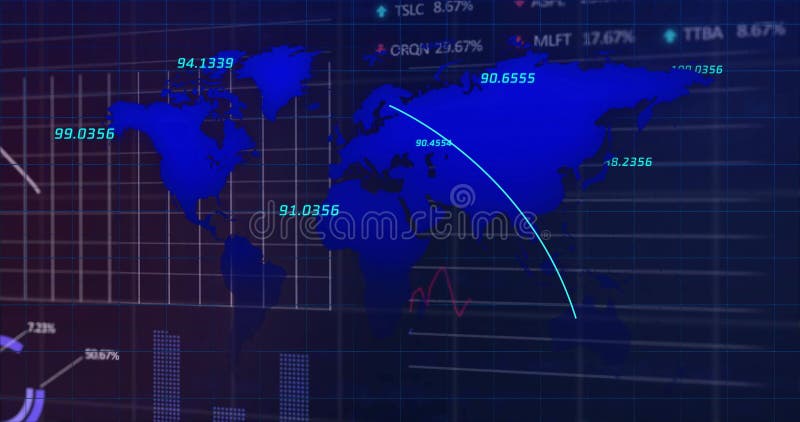 World Map Loading Labels, Initiating Arcs Animating, Gauge Spawning ...