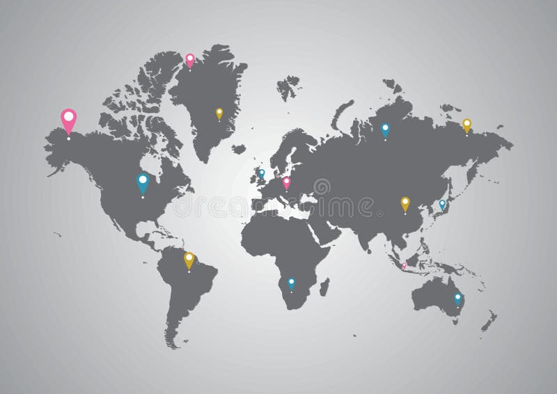 World Map with Location Marker Design. Vector Illustration Decorative ...