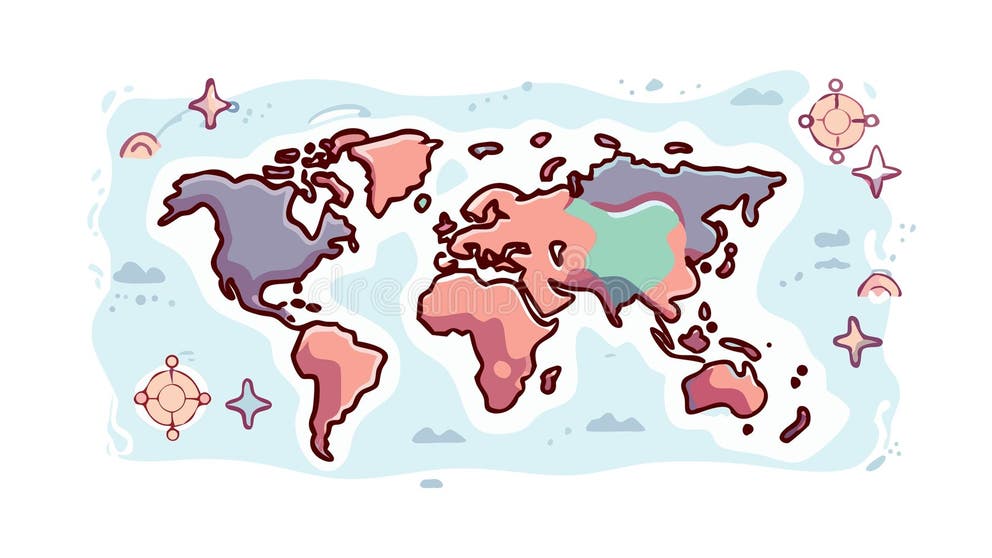 World Map with Location Pins, Global Points of Interest, Vector Design ...