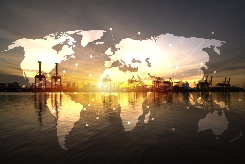 World Map with Logistic Network Distribution on Background. Logistic ...