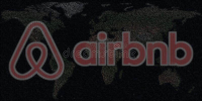 World Map and Logo of AIRBNB Made with Dots. Editorial Illustration ...