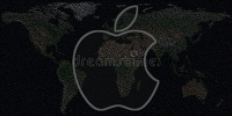 World Map and Logo of APPLE INC Made with Dots. Editorial Illustration ...
