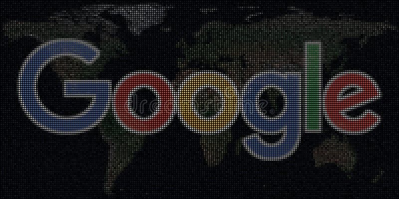 World Map and Logo of GOOGLE Made with Dots. Editorial Illustration ...