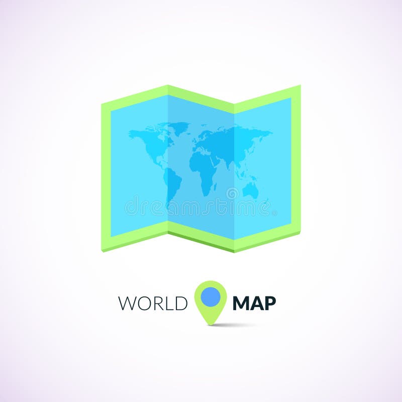 World Map Logo with Pointer Stock Vector - Illustration of flat, paper ...