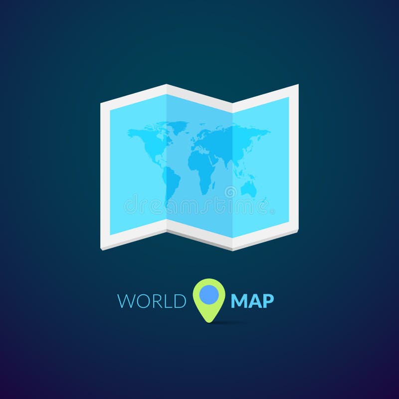 World Map Logo with Pointer Stock Vector - Illustration of logo, paper ...