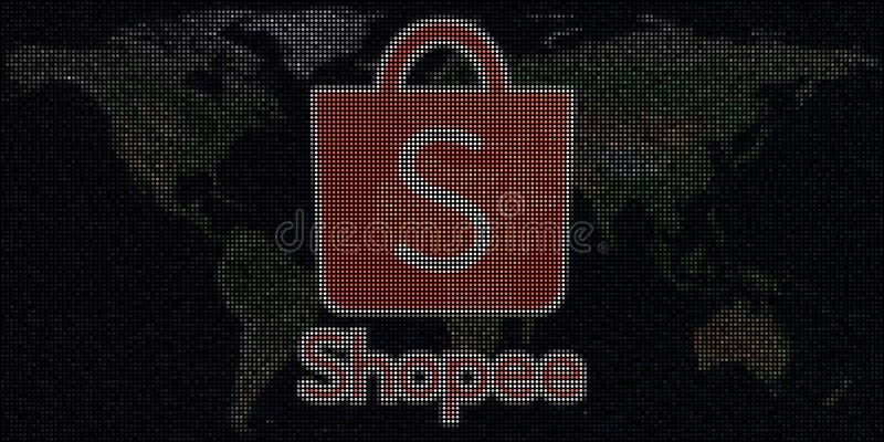 World Map and Logo of SHOPEE Made with Dots. Editorial Illustration ...