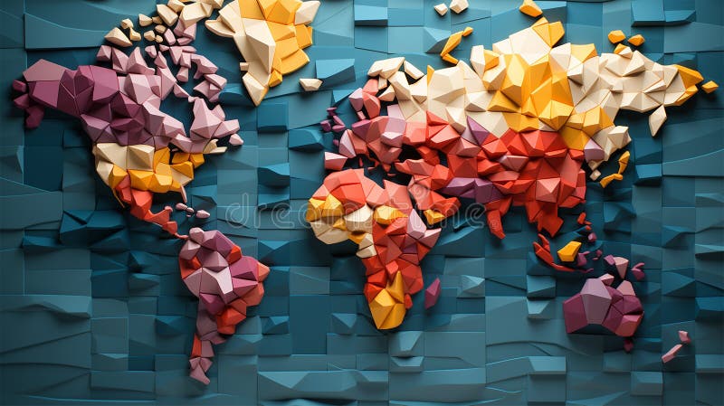 Low Poly Design for World Map on the Biard Use for Background or ...