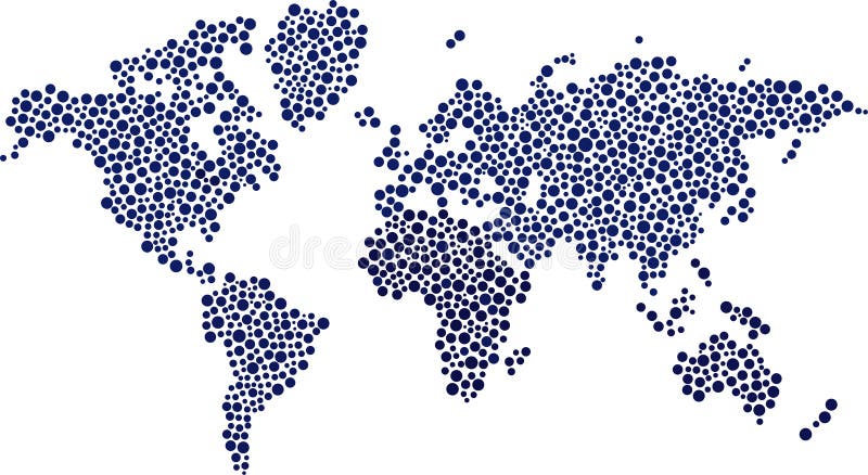 World Map Made by Blue Small Dots Stock Illustration - Illustration of ...