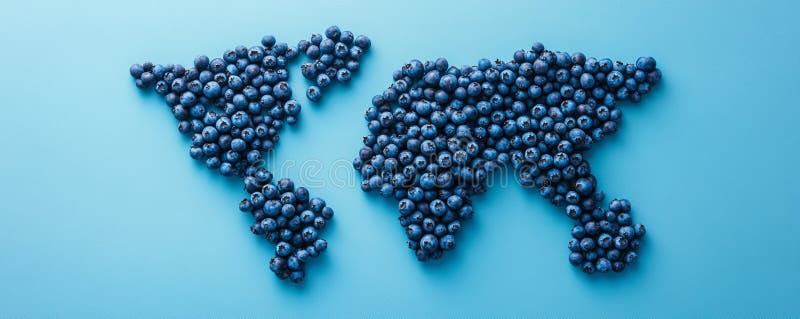 World Map Made of Blueberries on a Blue Background. Creative Food ...