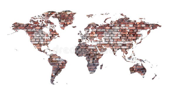 World map made of bricks. stock photo. Image of global - 154901508