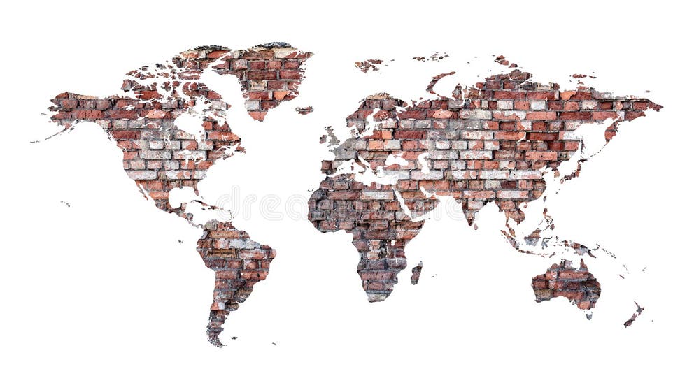 World map made of bricks. stock photo. Image of global - 154901508