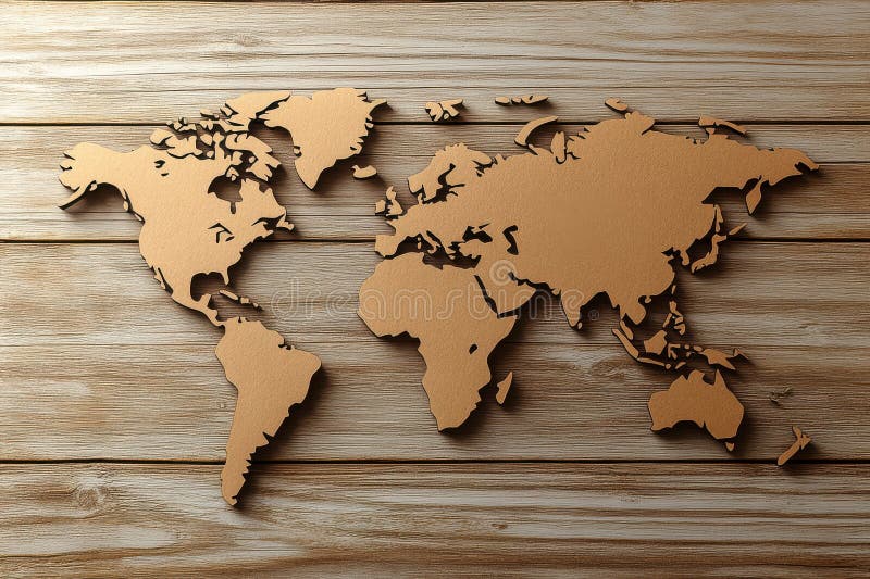 World Map Made of Cardboard, with an Empty Space Neutral Aged Paper ...