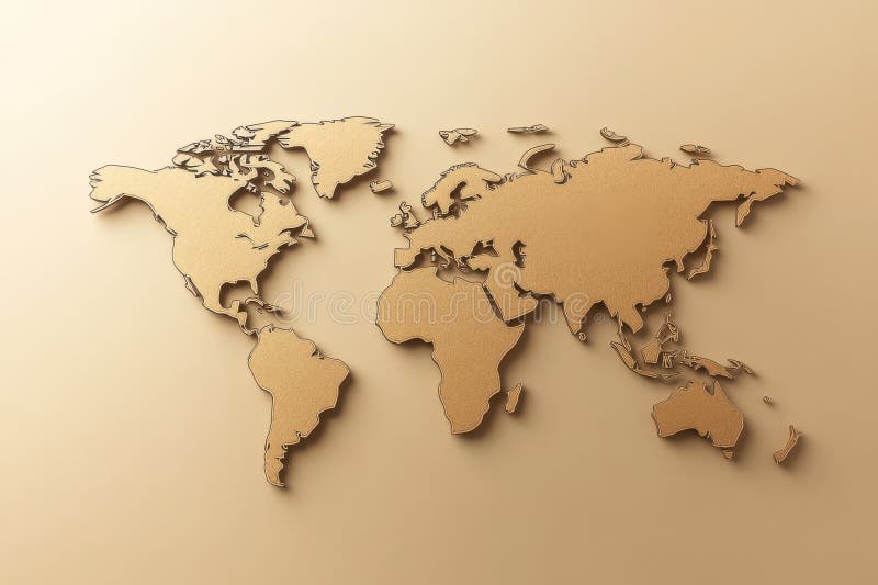 World Map Made of Cardboard, with an Empty Space Neutral Aged Paper ...