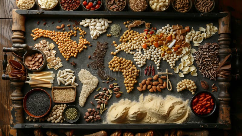 World Map Made of Cereal and Nuts. Cooking Inspiration and Recipe ...