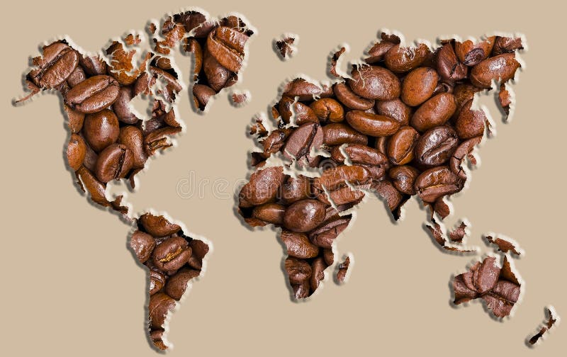 World Map Made of Coffee Beans. Stock Illustration - Illustration of ...