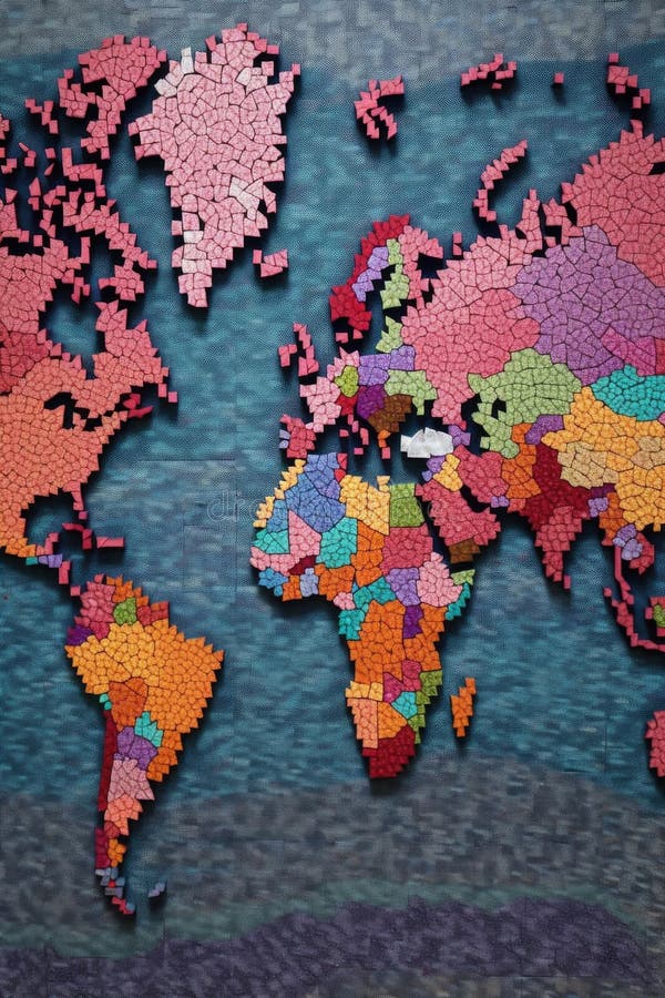 World Map Made of Colorful Mosaic Tiles Stock Illustration ...