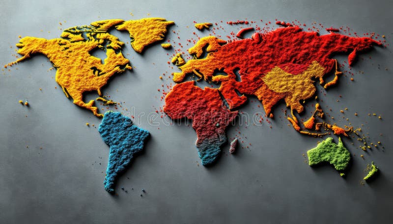 World Map Made of Colorful Spices Stock Illustration - Illustration of ...