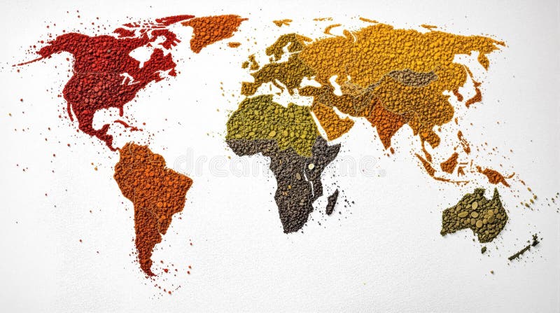 World Map Made of Colorful Spices Stock Illustration - Illustration of ...