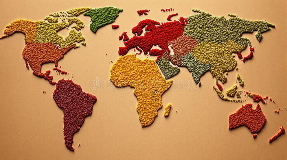 World Map Made of Colorful Spices Stock Illustration - Illustration of ...