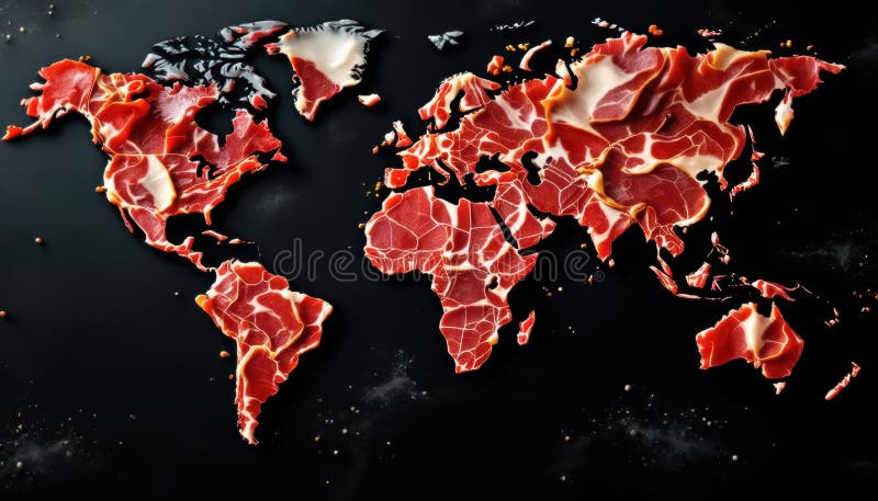 World Map Made of Different Types of Meat Stock Illustration ...