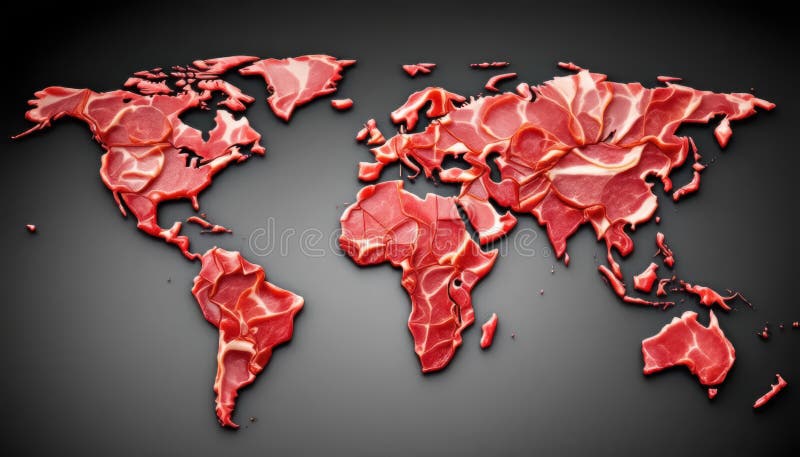 World Map Made of Different Types of Meat Stock Illustration ...