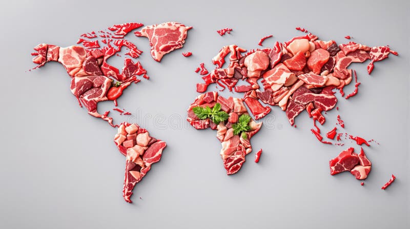 World Map Made of Different Types of Meat Stock Illustration ...