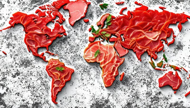World Map Made of Different Types of Meat Stock Illustration ...