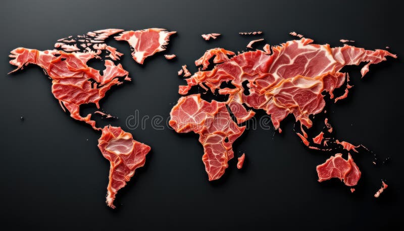 World Map Made of Different Types of Meat Stock Illustration ...