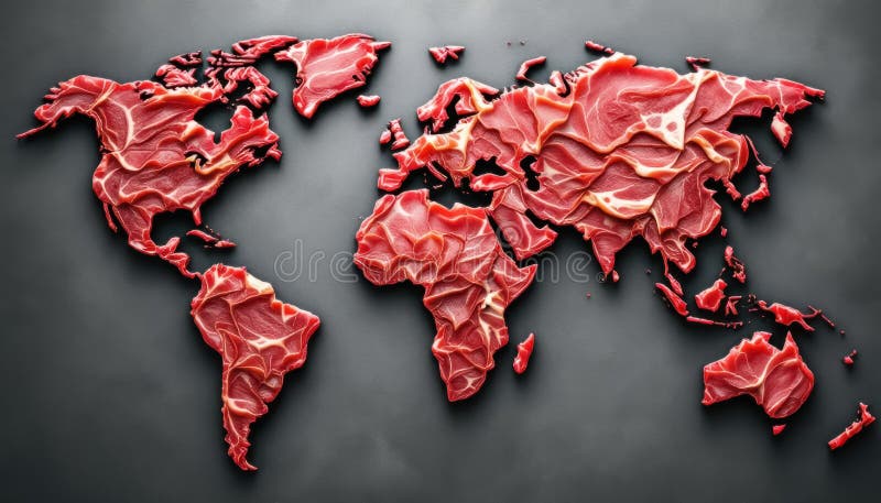 World Map Made of Different Types of Meat Stock Illustration ...