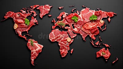 World Map Made of Different Types of Meat Stock Illustration ...