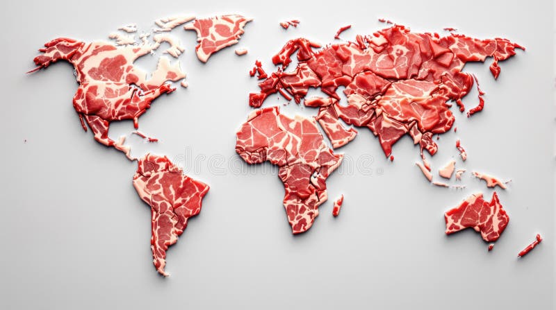 World Map Made of Different Types of Meat Stock Illustration ...