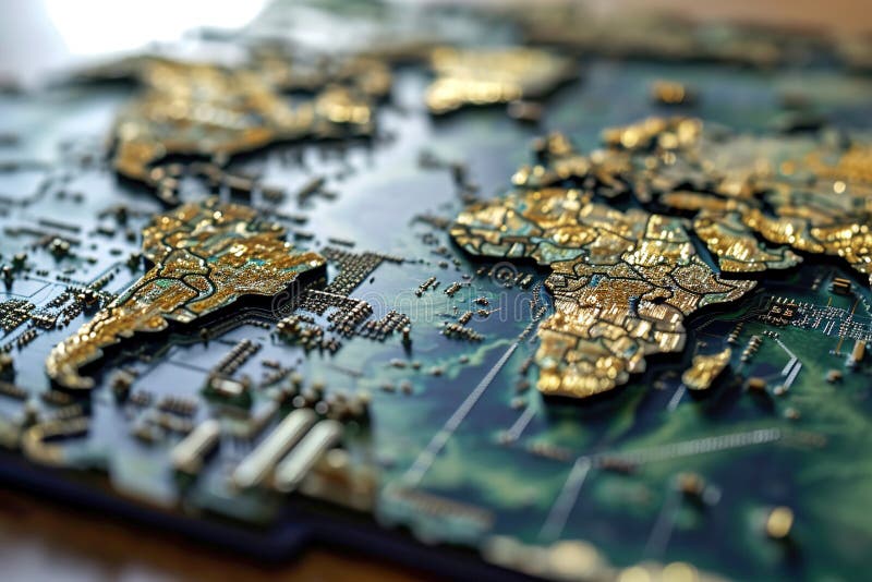 The World Map Made from Electronic Components and Circuit Boards. Stock ...