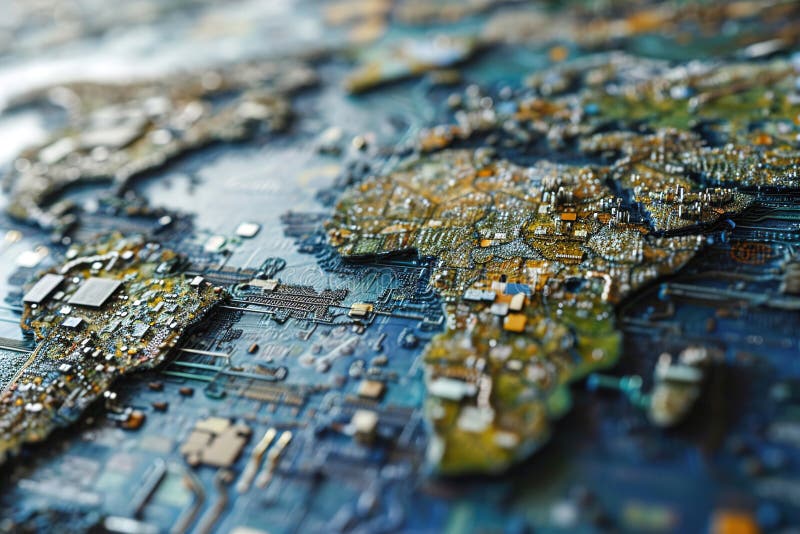 The World Map Made from Electronic Components and Circuit Boards. Stock ...