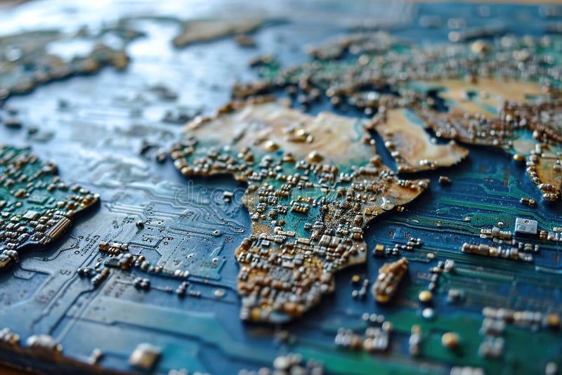 The World Map Made from Electronic Components and Circuit Boards. Stock ...
