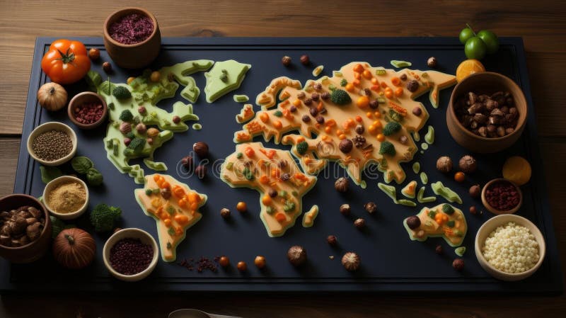 World Map Made with Food stock illustration. Illustration of nuts ...