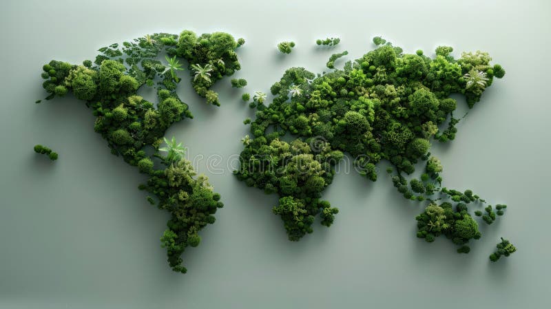 World Map Made of Forest Moss. Stock Illustration - Illustration of ...