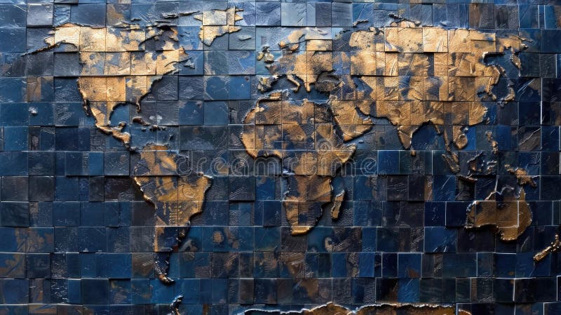 World Map Made of Glass Tiles and Multi-colored Ceramic Tiles Stock ...