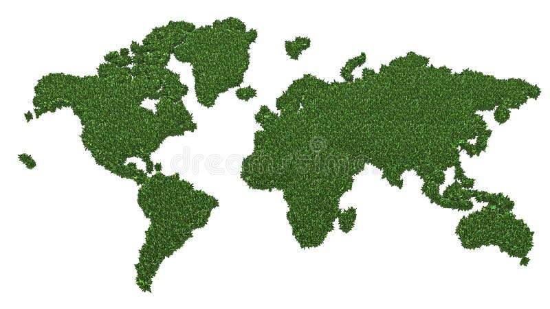 3d world map made of grass stock illustration. Illustration of grass ...