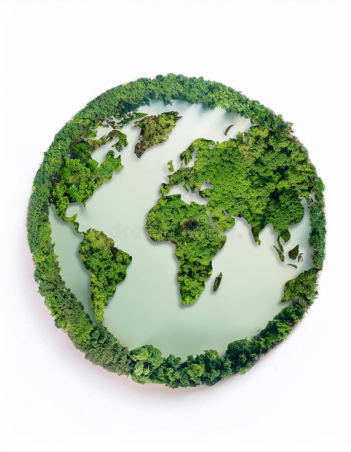 World Map Made of Green Trees on Background Stock Illustration ...
