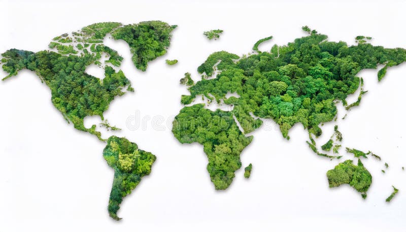 World Map Made of Green Trees on Background Stock Illustration ...