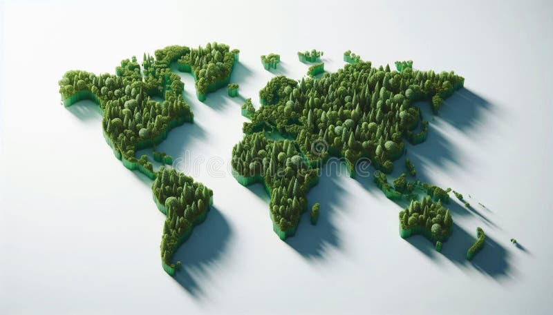 World Map Made of Green Trees. World Map Made Up of Various Detailed ...
