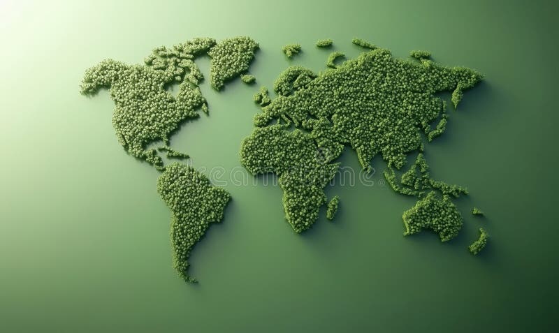 World Map Made of Greenery Representing Environmental Awareness and ...