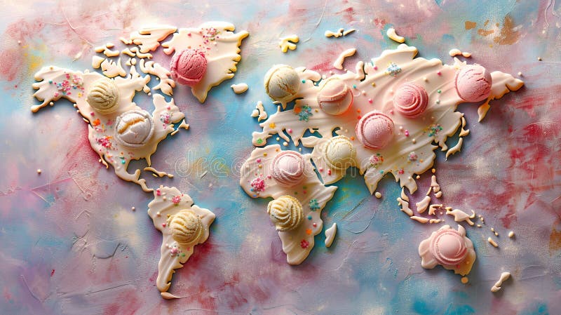 World Map Made of Ice Cream and Sprinkles Stock Illustration ...