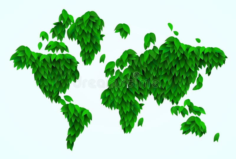 World Map Made of Leaves or Grass. Environment and Ecological Concept ...