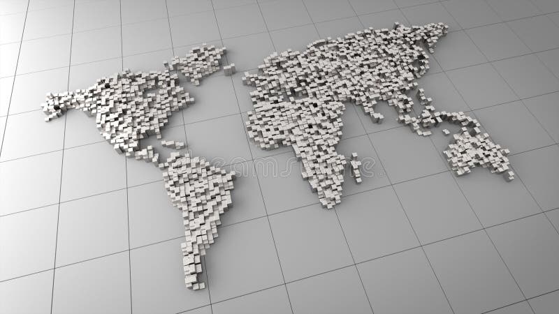 World Map Made by Metal Boxes. Abstract World Map Stock Illustration ...