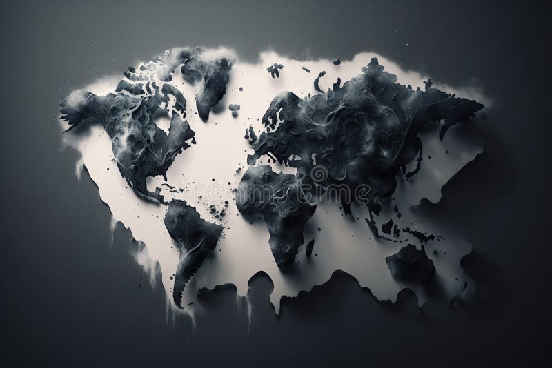 World Map Made from Mist, Created with Generative AI Technology Stock ...
