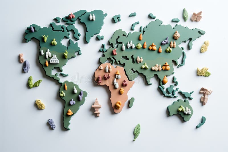 World Map Made of Painted Wood. Crafts, Hobby Stock Illustration ...